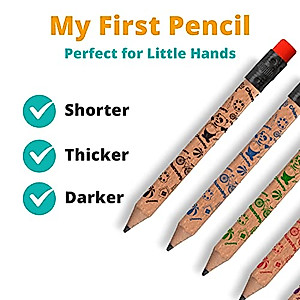 Channie's My First Pencil, Easy-to-Hold Write Size Graphite Jumbo Barrel Presharpened Wooden 2B Small Pencils for 3-7 Year Olds, Brown Color, 2 Pack (5 Pencils Each)