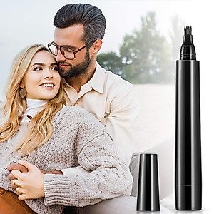 2 Pieces Microblading Eyebrow Pencil Beard Pencil Filler with a Micro-fork Tip Seamless Beard Filler Black Natural Finish Beard Pencil for Enhancing Beard, Moustache, Eyebrows Color and Shape