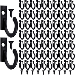 Zhehao 100 Pieces Key Hooks Jewelry Small Hooks Key Hanging Small Hooks Wall Mounted Single Hook Robe Hooks Coat Hooks and 110 Pieces Screws for Hanging Hat, Scarf, Bag (Black,100 Pieces)