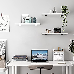 Homaz life Floating Shelves Wall Mounted Set of 3, Storage Decor Shelves for Living Room Bedroom Garage Hallway, White