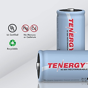 Tenergy Rechargeable D Batteries and T9688 LCD Smart Charger for NIMH/NICD AA/AAA/C/D/9V Batteries, 4 Pack D Size Battery Cells and LCD Charger