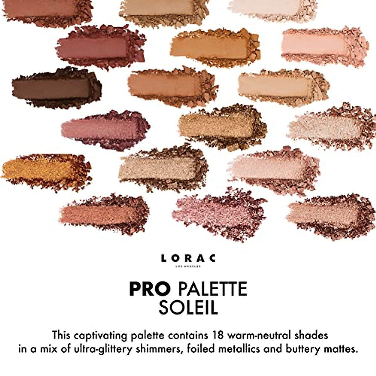 LORAC PRO Matte & Shimmer Eyeshadow Palette, Soleil | Glitter | Mirror Compact | Cruelty Free, Gluten Free, Vegan