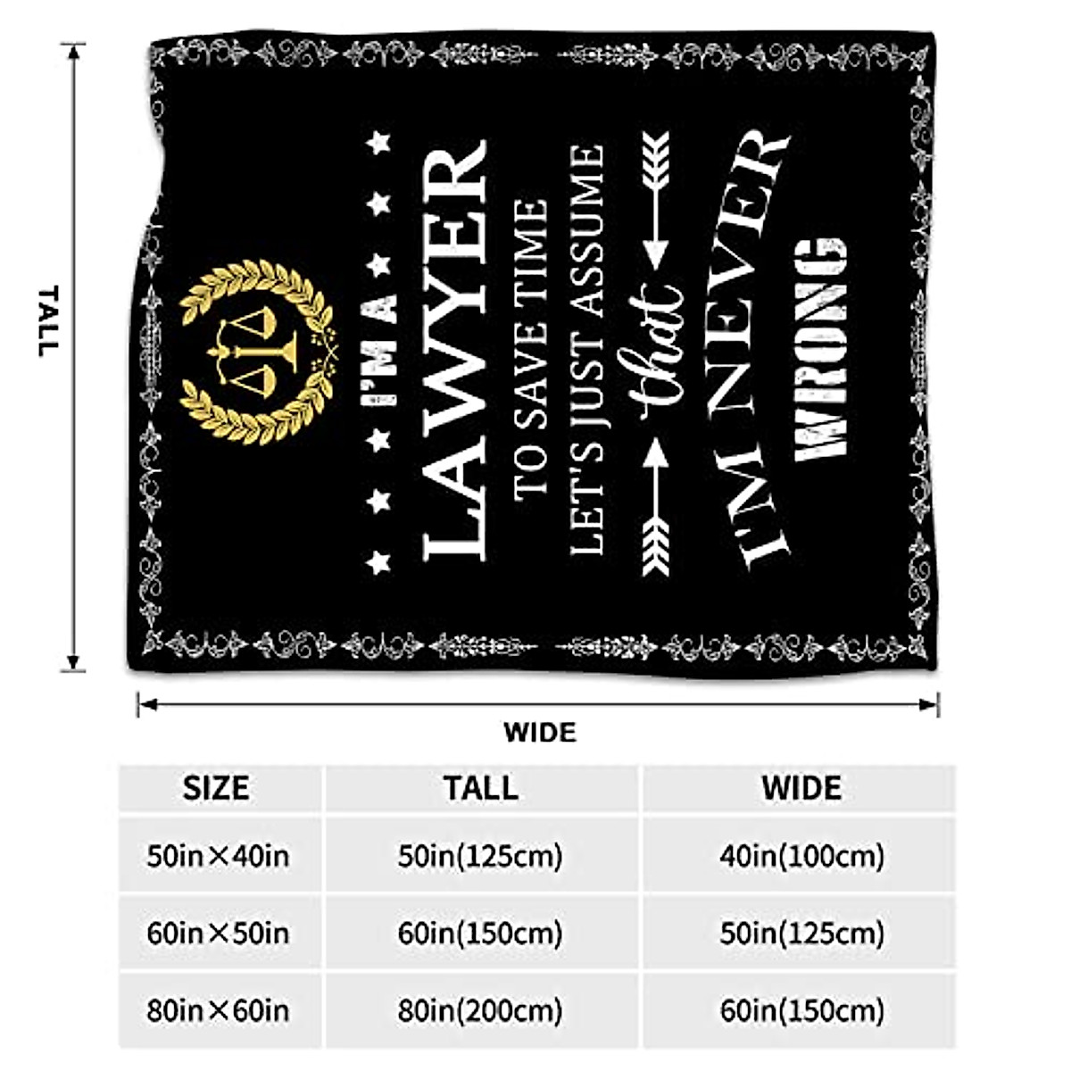 Lawyer Blanket Law Throws Gift for Men Law School Graduation Gifts Ultra-Soft Blankets for Bedroom Living Room Couch Bed for Lawyer 50x60 Inches.