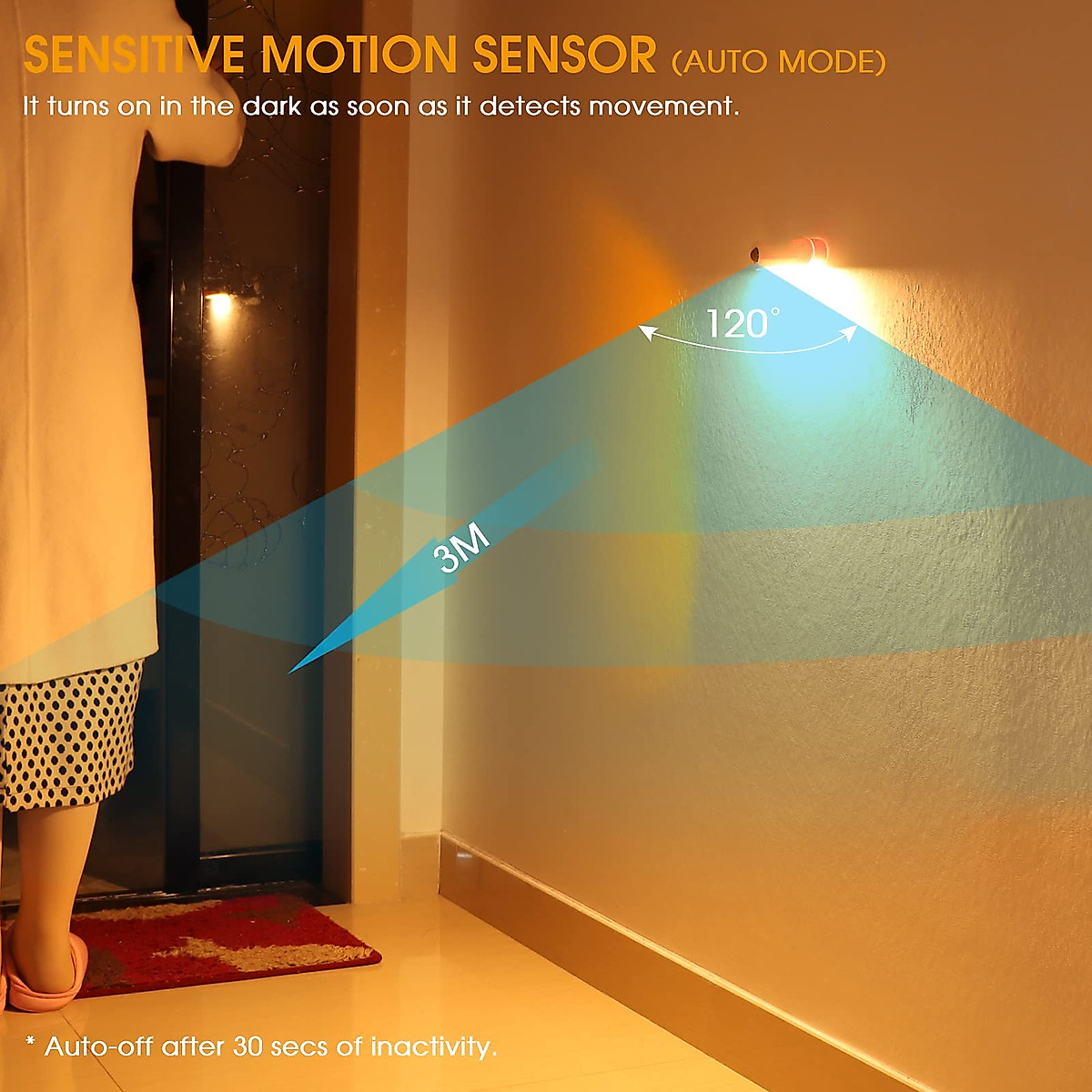 AIMILAR LED Kids Night Light for Bedroom Rechargeable Motion Sensor Warm White Nightlights Magnetic for Kids Room Bathroom, Adjustable Brightness, Stick-Anywhere for Cabinet Closet Hallway