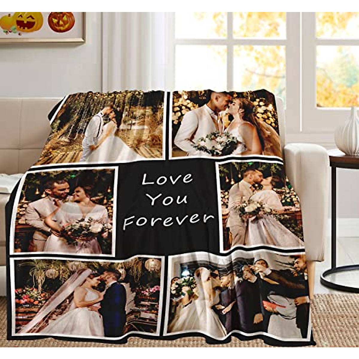 Juantao Custom Blanket with Photo Personalized Picture Blanket Customized Couples Gifts for Boyfriend Girlfriend Wife Husband Birthday Valentine Anniversary Wedding Gift for Him Her Women Men