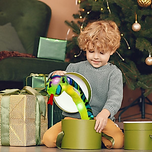 Houwsbaby Green Realistic 40'' LED Light Up Snake Stuffed Animal Snake Plush Toy Glowing Up Stuffed Animal for Practical Jokes,Playtime Fun Soft Kids Christmas Halloween Birthday Festival Presents