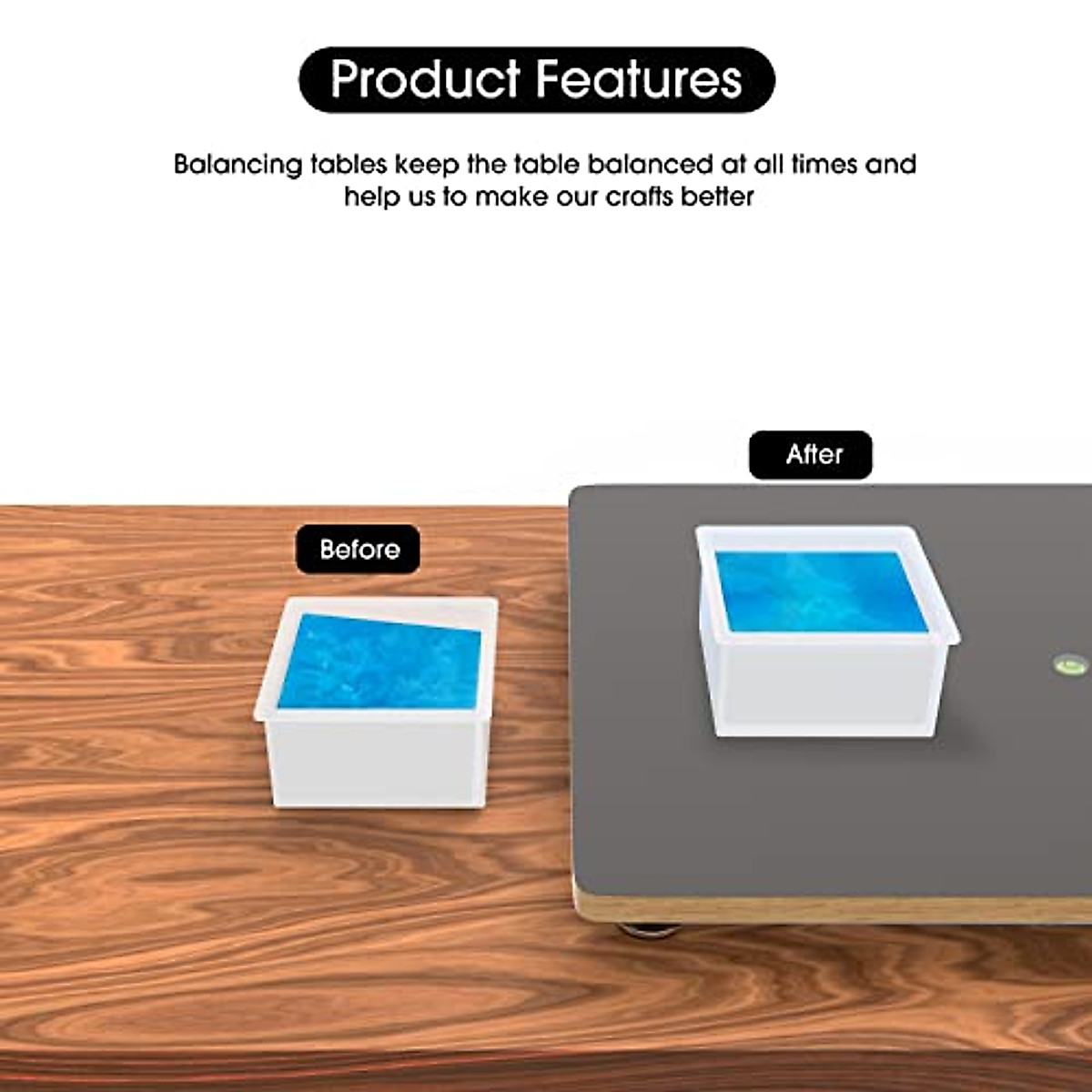 Jeezfee Leveling Board for Epoxy Resin & Art & Working Surface, Resin Leveling Table, 16" x 12" Adjustable Self Leveling Epoxy Resin Table, Resin Supplies, Acrylic Pouring Tool