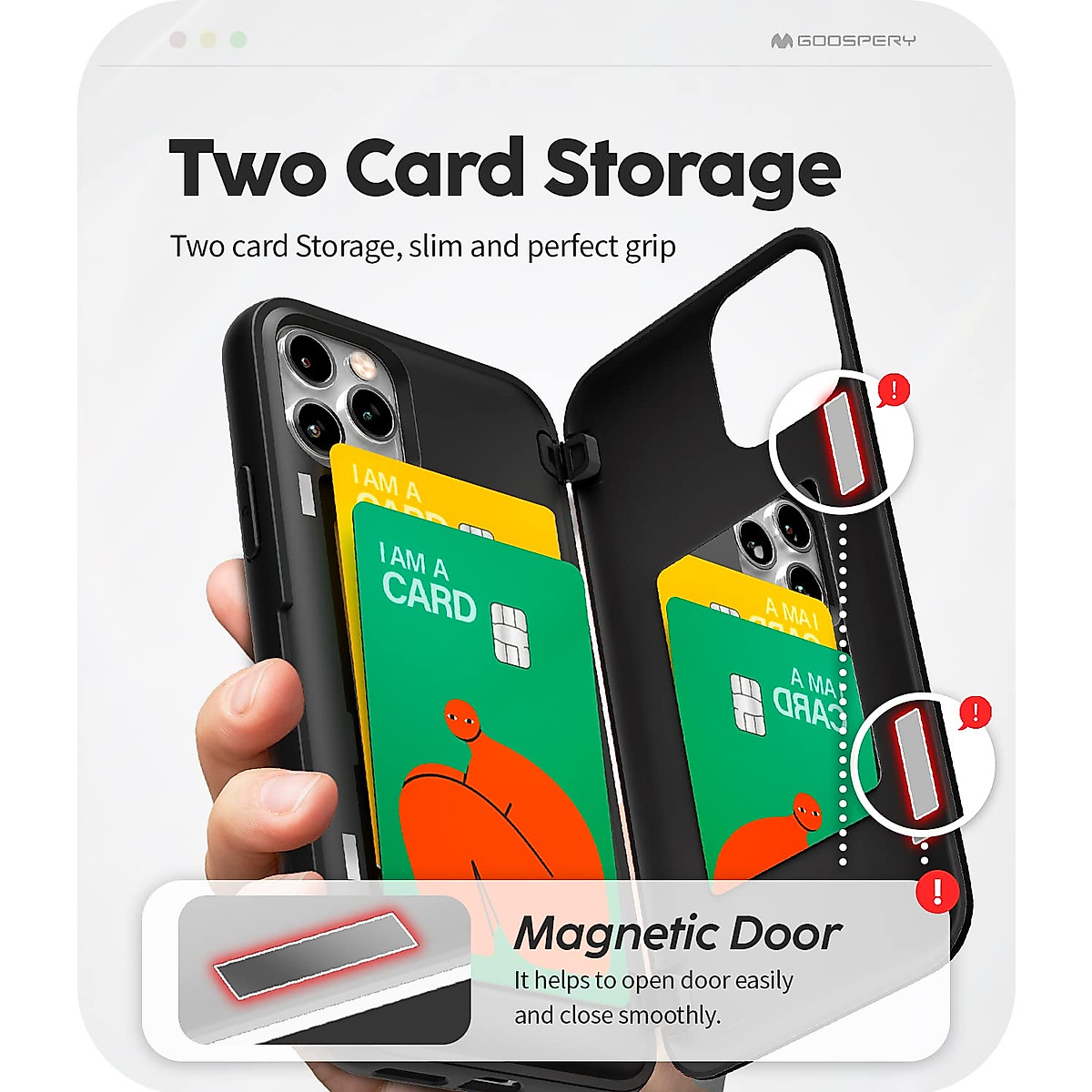 GOOSPERY iPhone 11 Pro Wallet Case with Card Holder, Protective Dual Layer Bumper Phone Case (Black)