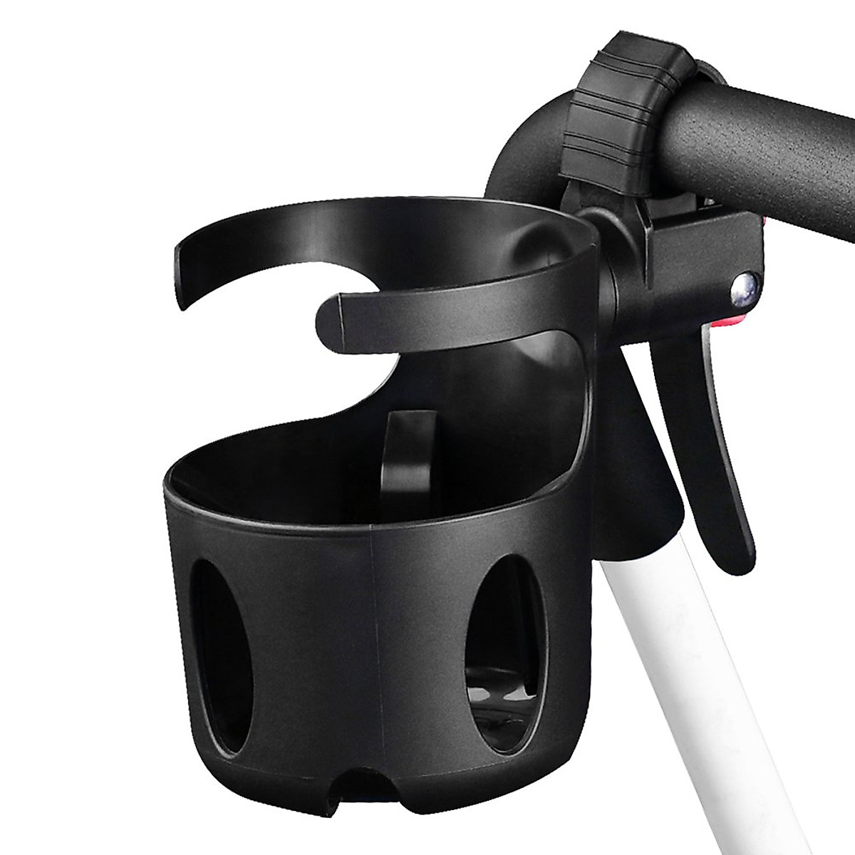 AULLY PARK Universal Drink Cup Holder Adapter, 360° Rotation Handle Bar Mount for Baby Strollers, Wheelchairs, Bikes, luggages (Black)