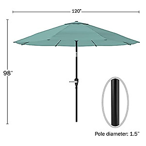 Pure Garden Patio Umbrella with Auto Tilt – 10 Ft Easy Crank Outdoor Table Umbrella Shade for Deck, Balcony, Porch, Backyard or Pool (Dusty Green)