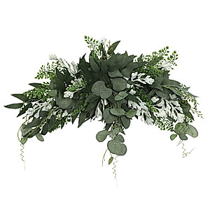 WDDH 27.5'' Floral Swag, Large Artificial Mixed Eucalyptus Leaves Swag, Front Door Decorative Swags with Green Leaves for Wedding Arch Home Garden Decor