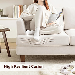 Busaurus 3 Seater Sofa Couch with Deep Seats, 89" Mid Century Modern Upholstered Sofa with Armrests, Comfy Couches for Living Room, Bedroom, Apartment and Office (Beige)