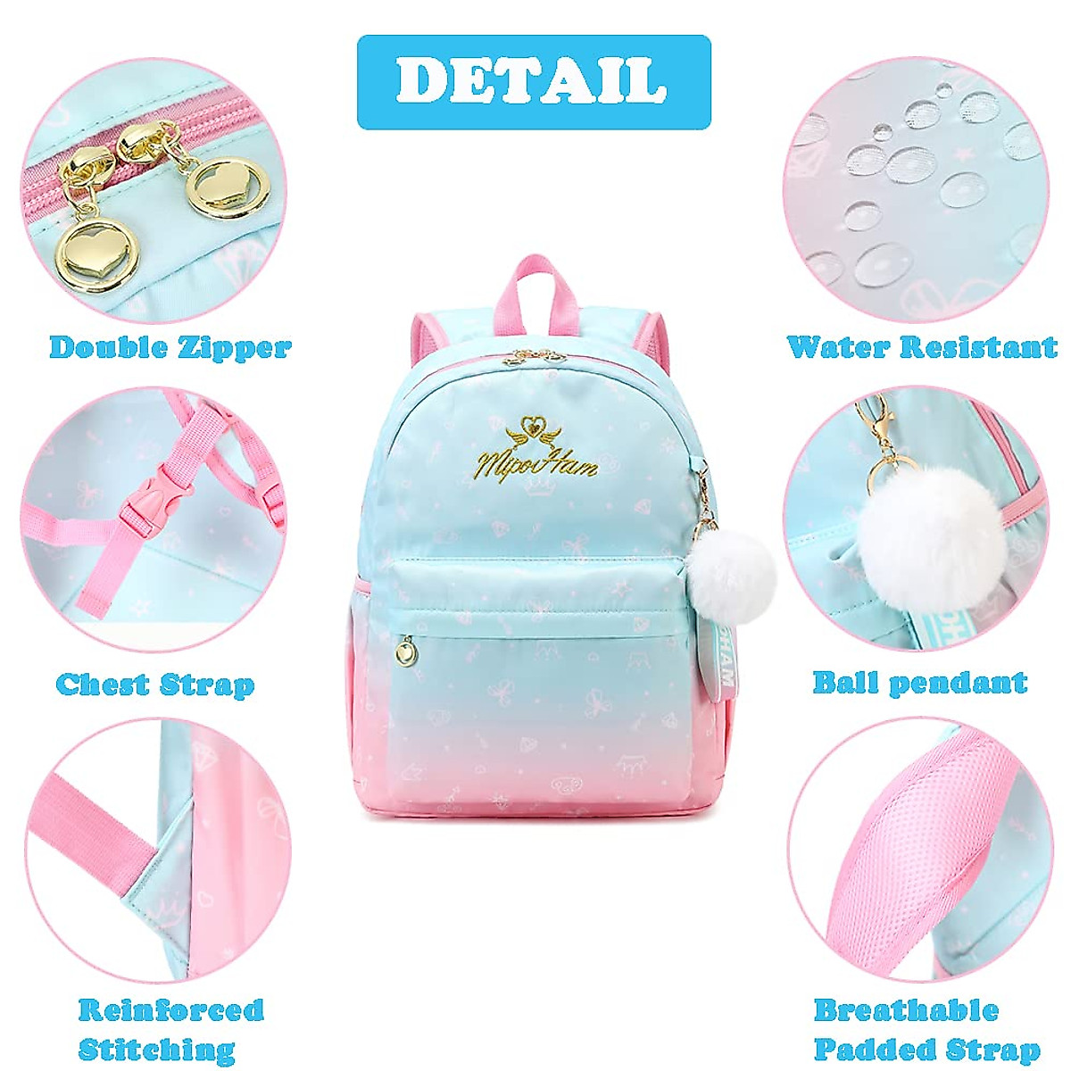 Kids Toddler Backpack for Little Girls, Cute Lightweight Preschool Backpack for School Bag Water Resistant Bookbag christmas gifts for girls