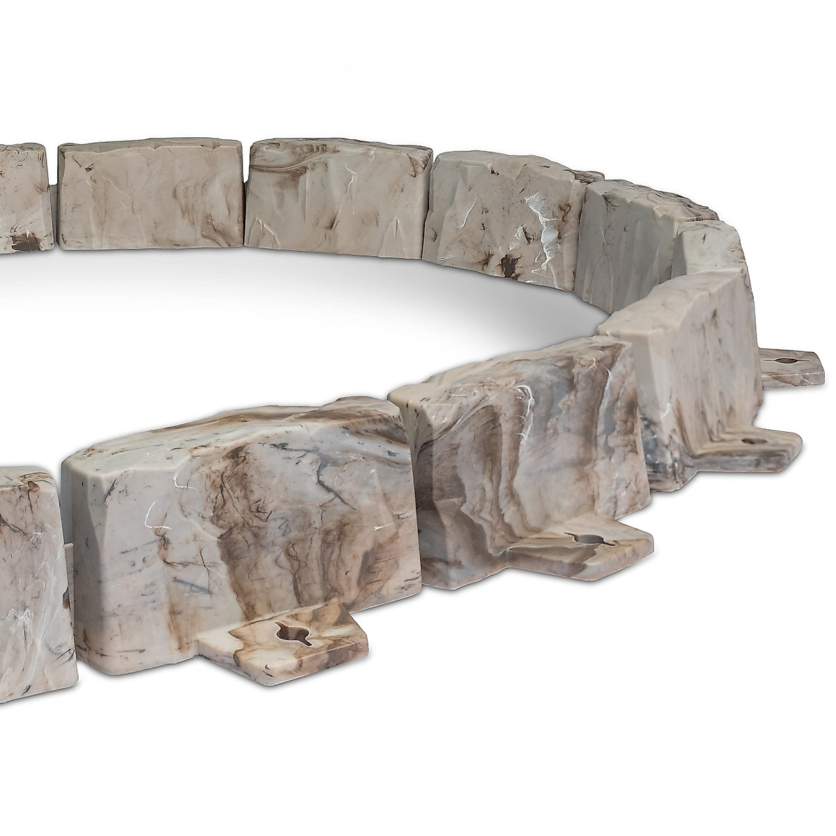 EasyFlex No-Dig Landscape Edging with Anchoring Spikes, 2.7 in Tall Decorative Stone-Look Garden Border, 15 Foot Kit, Brown & YIYITOOLS YY-2-005 Rubber Mallet Hammer with Wood Handle–8-oz, Black