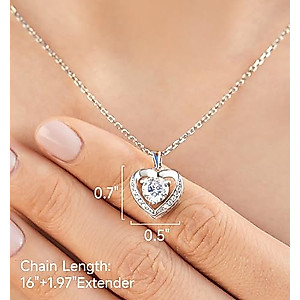 MomentWish Heart Necklace, Birthday Gifts for Women, 1Carat Moissanite Necklace, 925 Sterling Silver Diamond Heart Necklace Jewelry Gift for Wife Mom on Valentine's Day Christmas Anniversary