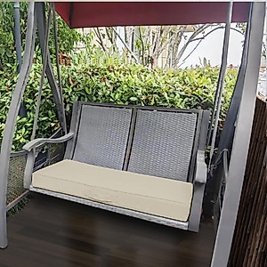 Faible Poisson Outdoor Bench Cushion and Replacement Cover, 60 x 18 Inch Waterproof Porch Swing Cushions with Handle and Anti-Slip Straps for Garden Patio Furniture