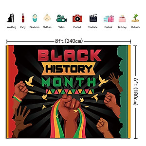 Black History Month Backdrop African American Heritage Festival Photography Background Black History Month Holiday Party Decoration Supplies for Home (8X6FT)