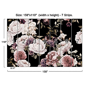 Cliouar-Peony Flowers Wall Mural Wallpaper for Bedroom Living Room Purple Flower Wallpaper Rose Mural Wallpaper 158" x 110"(Not Self-Adhesive)
