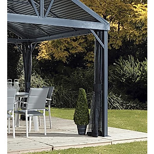 Sojag 8' x 8' Sanibel I Hardtop Gazebo Outdoor Weather-Resistant Aluminum Frame Sun Shelter Light Grey