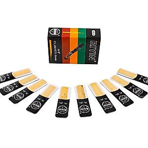 Pimoys 10 Pack Clarinet Reeds, Strength 3, with Individual Portable Case