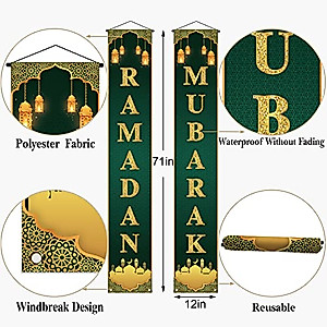 Ramadan Mubarak Porch Banner Iftar Islamic Mosque Muslim Religious Holiday Front Door Sign Wall Hanging Party Decoration