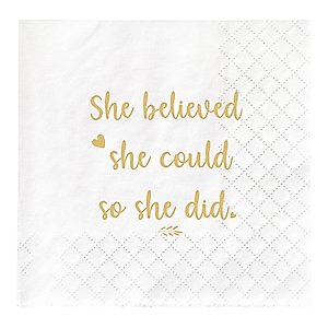 She Believed She Could So She Did Napkins, Graduation Napkins Decorations for Girls Her, College High School Graduation Party Decoration Gift, 2023 Graduation Party Decorations (4.5 x 4.5 In, 50Pcs)