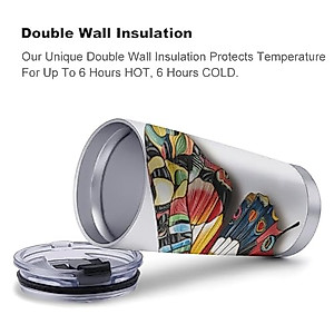 zxxpensy 20 Oz Tumbler Travel Cup Colorful Butterfly Water Bottle, Stainless Steel Vacuum Insulated Coffee Mug with Straw Lid And Cleaning Brush