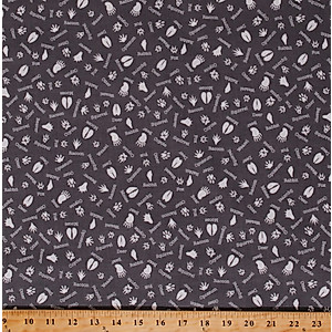 Cotton Animal Trails Tracks Footprints Indentations Moose Racoon Otter Fox Coyote Beaver Squirrel Bear Rabbit Deer Into The Woods Gray Cotton Fabric Print by The Yard (D371.58), 44 Inches