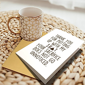 Funny Thank You Card for Him Her, Appreciation Card for Mom Dad Colleague, Anniversary Card for Husband Wife, Thank You for Putting Up With My Shit