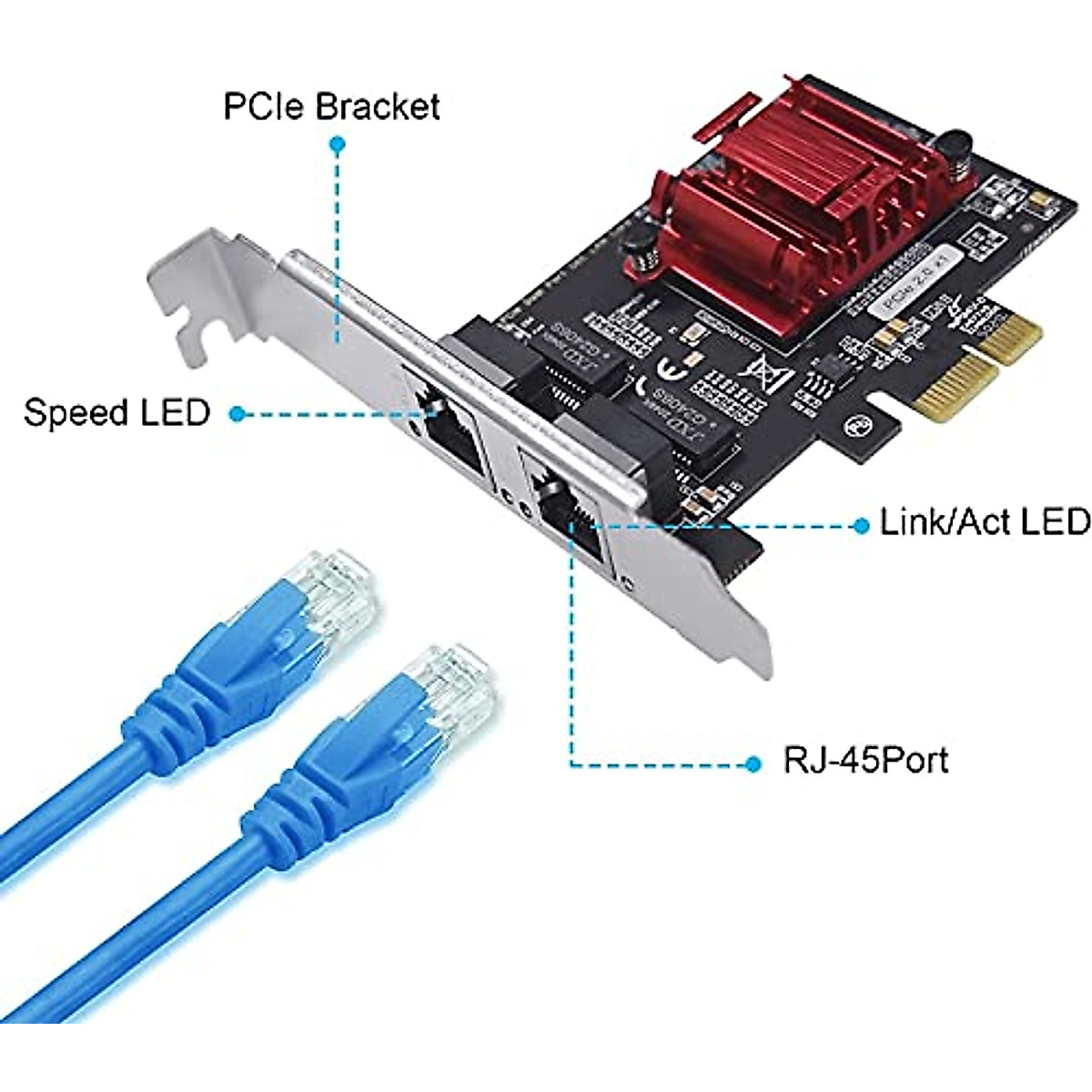 Dual-Port PCIe Gigabit Network Card 1000M PCI Express Ethernet Adapter with Intel 82575/82576 Two Ports LAN NIC Card for Support PXE for Windows/Windows Server/Linux/Freebsd/DOS with Low Profile