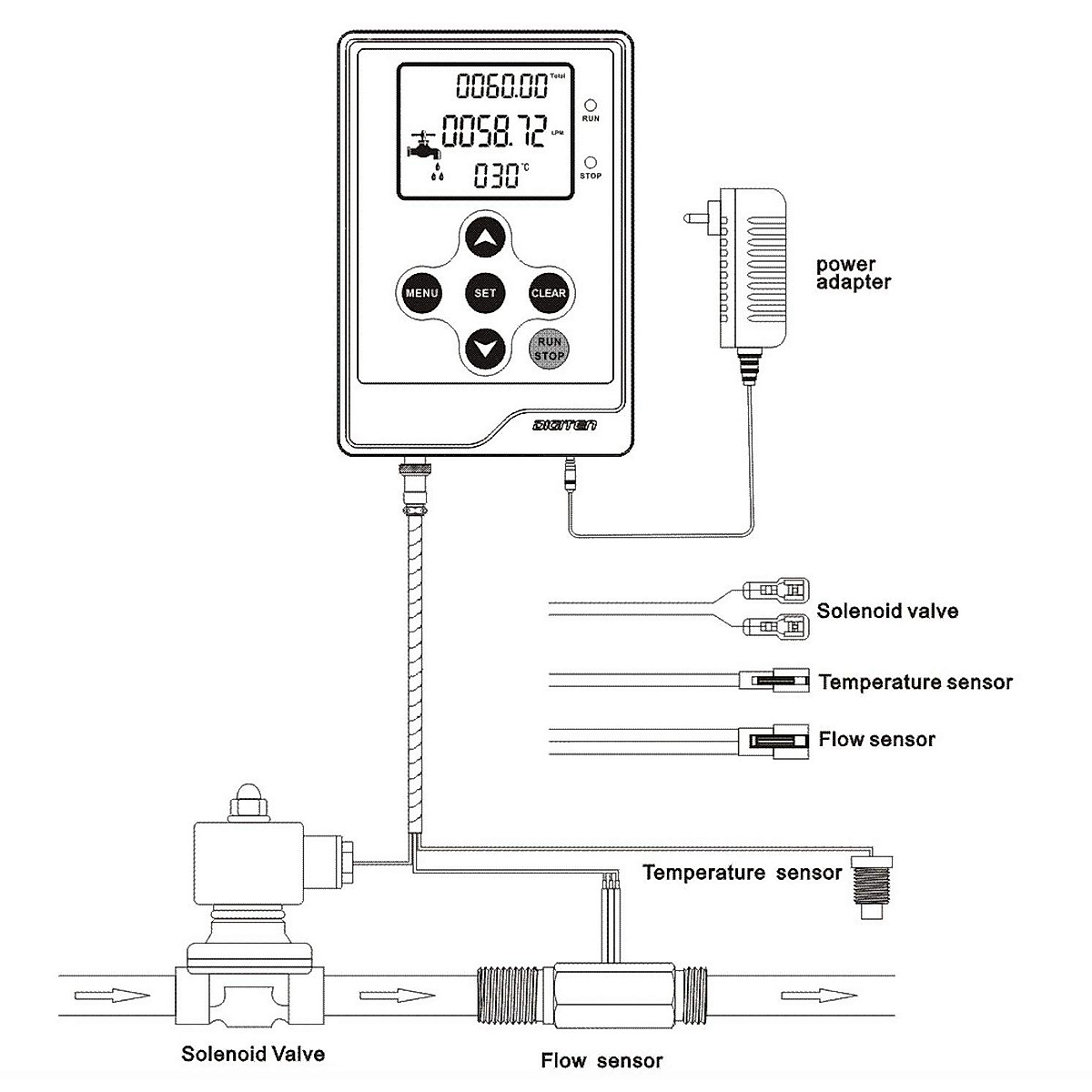 DIGITEN Water Flow Control LCD Display+G1/2"Thread Water Flow Hall Sensor Flowmeter with Temperature Sensor