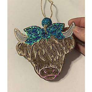 Custom Car Freshner, Highland Cow, Leather and lace