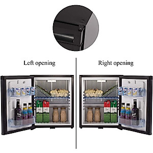 Smad Mini Fridge with Lock Compact Refrigerator for Bedroom Dorm Office No Noise,12V/110V,1.0 Cubic Feet, Black