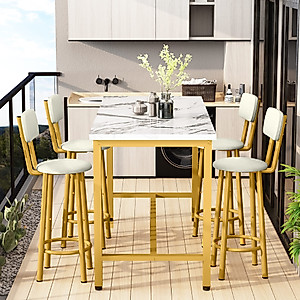AWQM Dining Table, White & Gold