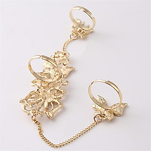 CZ Butterfly Ring Bracelet for Women 14K Gold Plated Dainty Slave Hand Chain Harness Bangle Boho Gypsy Bollywood Wedding Cosplay Retro Party Y2K Jewelry 1 Piece