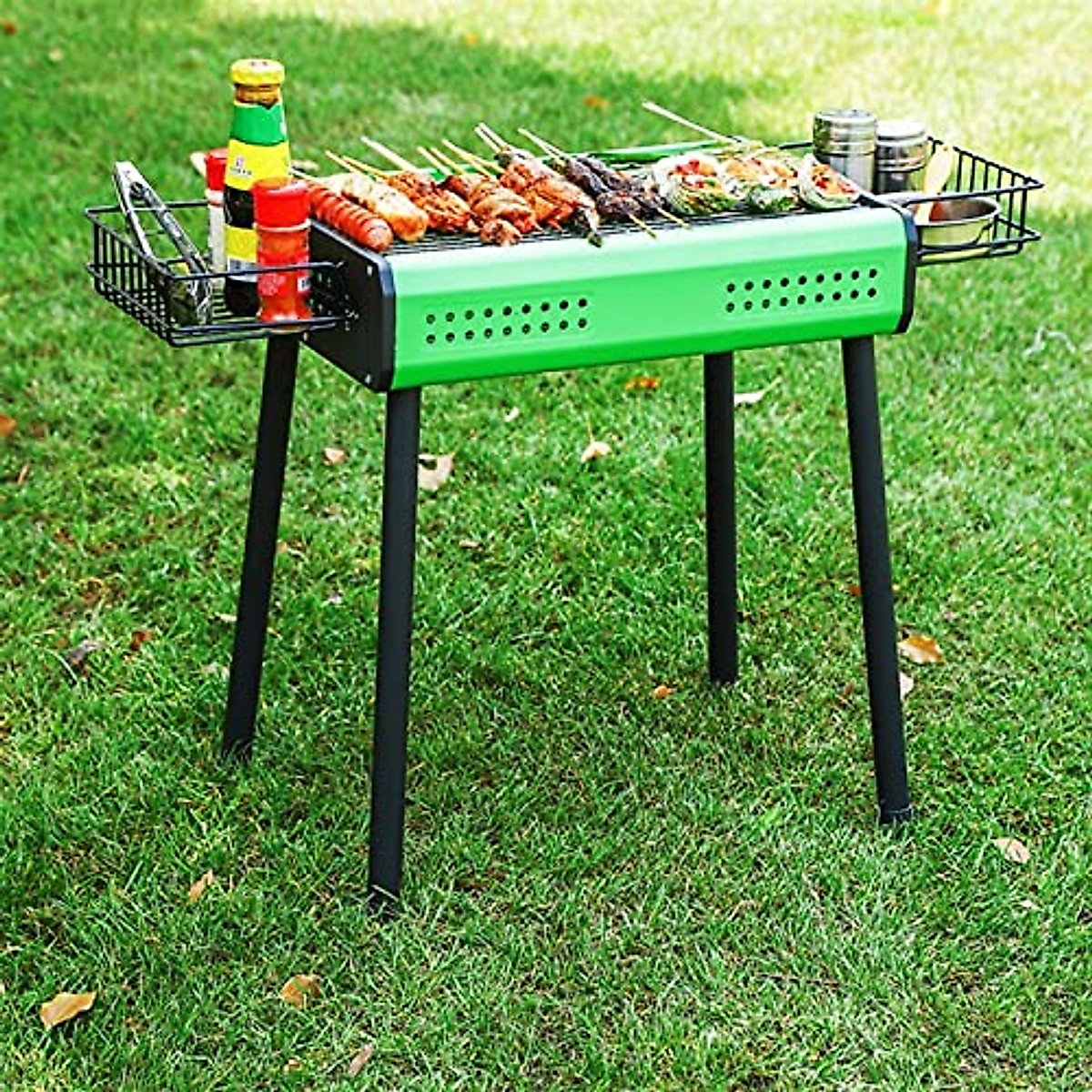GEEKLLS Charcoal grills Outdoor BBQ Grill Portable Charcoal Barbecue Grill For Camping Picnic Garden Patio Party Cooking Tools Barbeque Stove With Shelf
