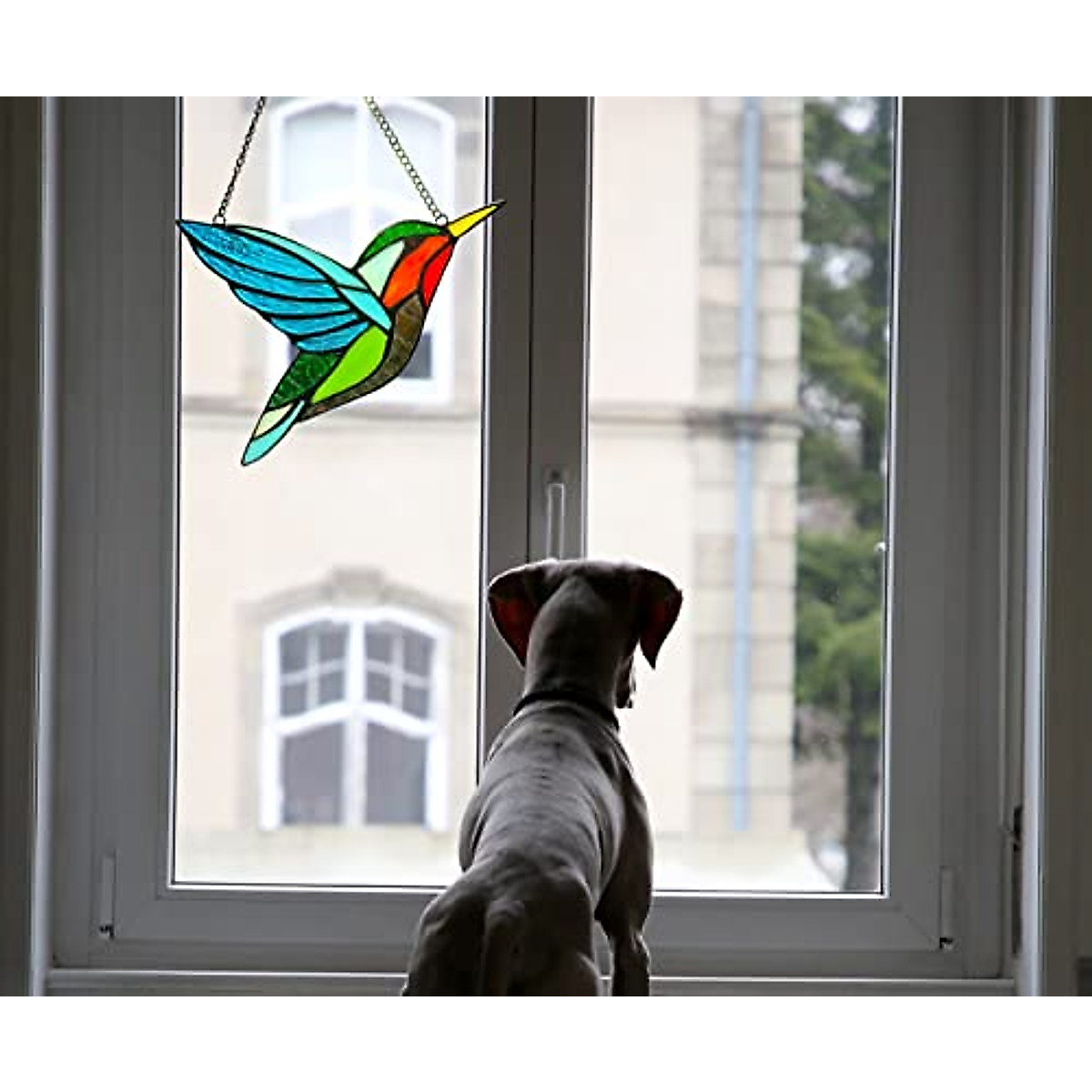2 Pack Hummingbird Stained Glass Birds Window Hangings, Stained Glass Decorations,Bird Suncatcher for Window Decor Hummingbird Gifts for Mom,Bird Lovers