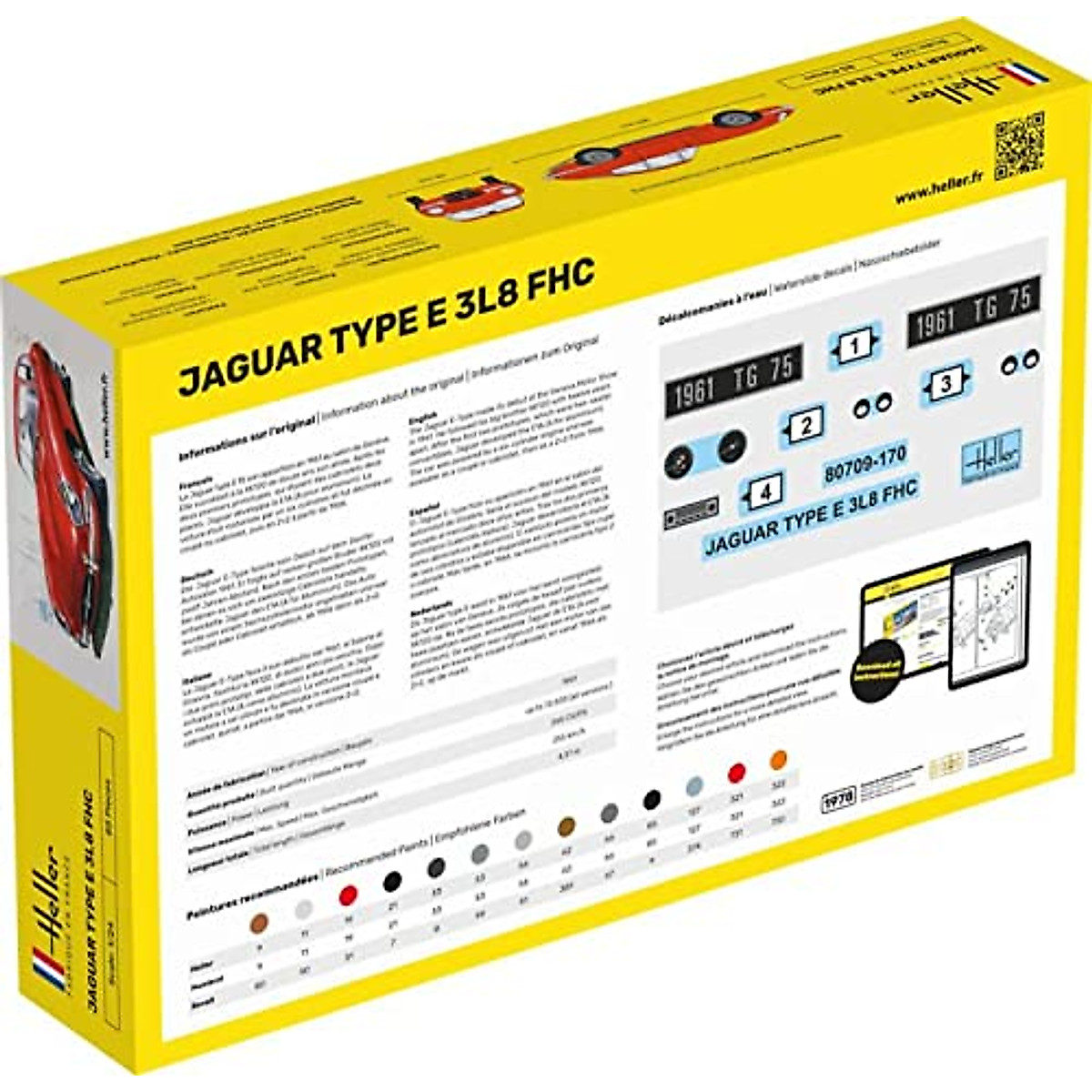 Heller 80709 Jaguar Type E 3L8 FHC Plastic Model Kit, 1:24 Scale