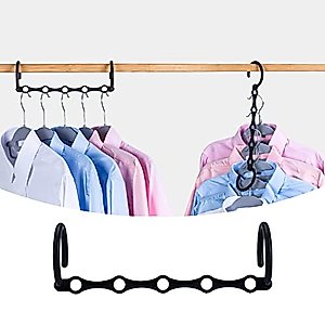 Lidermic Space Saving Hanger Smart Magic Hanger Closet Organizers and Storage Clothes Hanger Multi Hanger Sturdy Plastic Space Saver for Home, Dorms, Bedroom, Apartments (Black, 10)