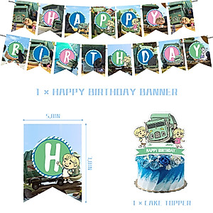 La Babite Trash Truck Party Decorations,Birthday Party Supplies For Trash Truck Includes Banner - Cake Topper - 12 Cupcake Toppers - 18 Balloons