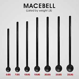 Yes4All Steel Mace Bell for Strength Training, Shoulder, Grips & Forearms Workouts - 15 Pounds