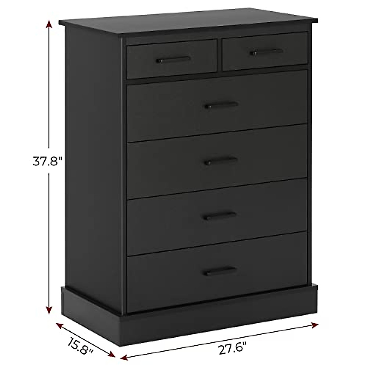 Hasuit 6 Drawer Dresser, Wood Storage Tower Clothes Organizer, Tall Chest of 6 Drawers, Large Storage Cabinet, Black Dresser for Bedroom, Hallway, Entryway