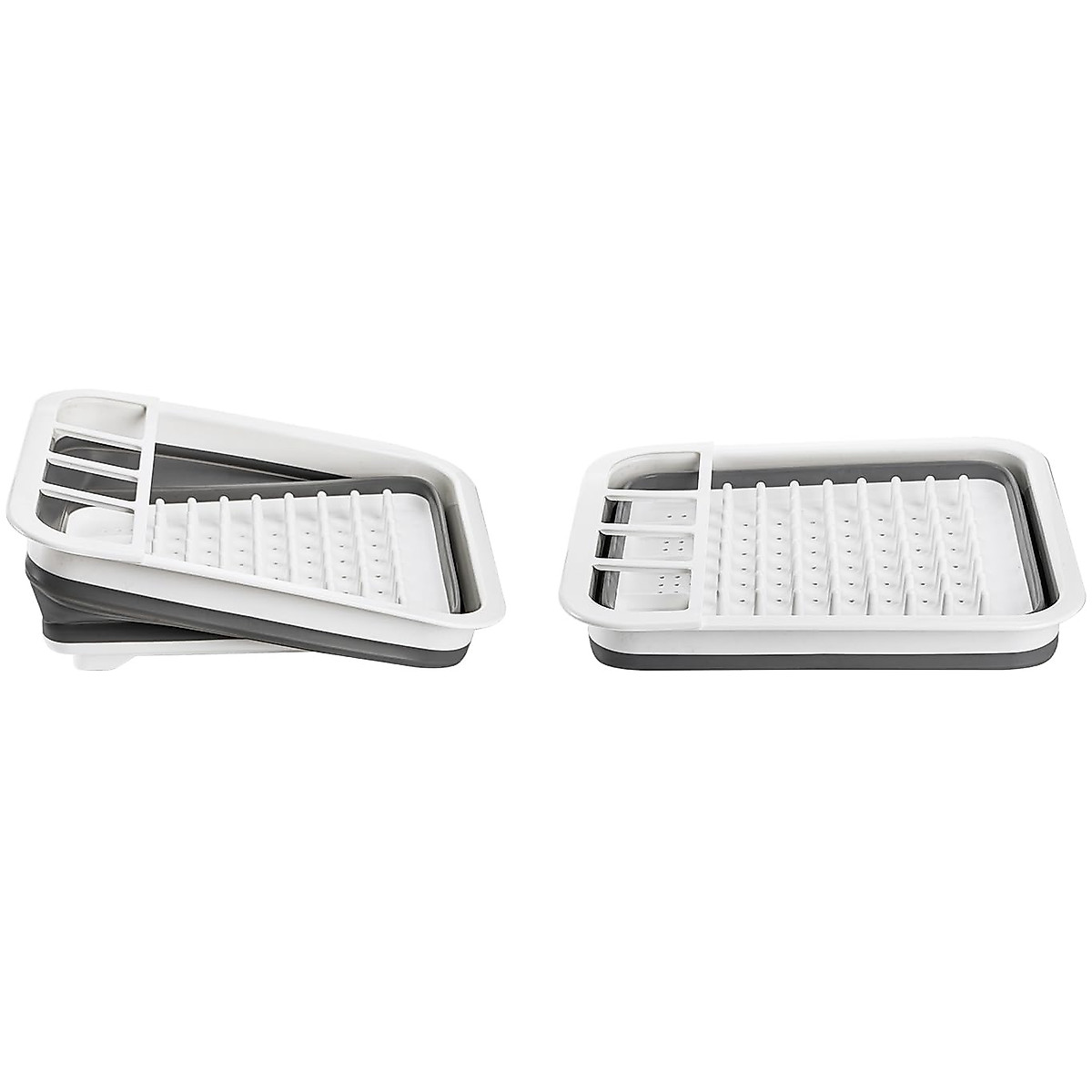 Nicunom Collapsible Dish Drying Rack and Drainboard Set , Portable Dish Drainer, Foldable Dinnerware Organizer for Kitchen Countertop RV Camper