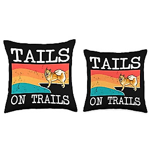 Icelandic Sheepdog Owners Co. Tails On Trails Icelandic Sheepdog Dog Funny Hiking Throw Pillow, 16x16, Multicolor