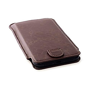 Dockem Provincial Wallet Sleeve for iPhone 14, 14 Pro, 13, 13 Pro, 12, 12 Pro, iPhone 11 & XR (6.1"): Slim Vintage PU Leather Cover with 2 Card Holder Slots: Professional Executive Pouch Case [Brown]