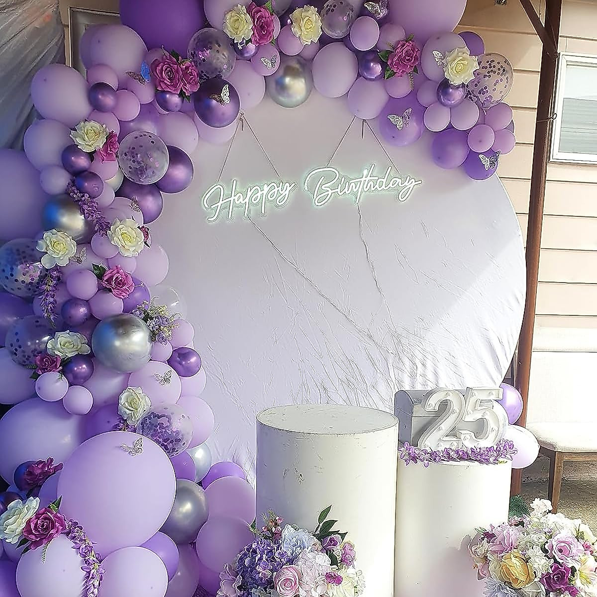 PatiCool Light Purple Balloons - 12 inch 100pcs Latex - Round Pastel Purple Birthday Balloons with 2 Ribbons, Lilac Lavender Balloons for Birthday Party, Wedding, Anniversary, Baby Shower Decorations