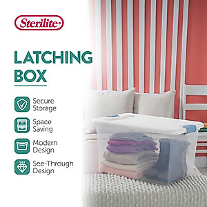 Sterilite 18-Pack Stackable Storage Bin with Lid, Clear Plastic Design, 64 Quart