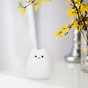 wokuya Cute Cat Night Light for Kids,Kawaii Silicone Nursery Kitty Night Light for Bedroom,7-Color Changing,Ideal Gifts for Toddler Children Teenage Girls Halloween Christmas