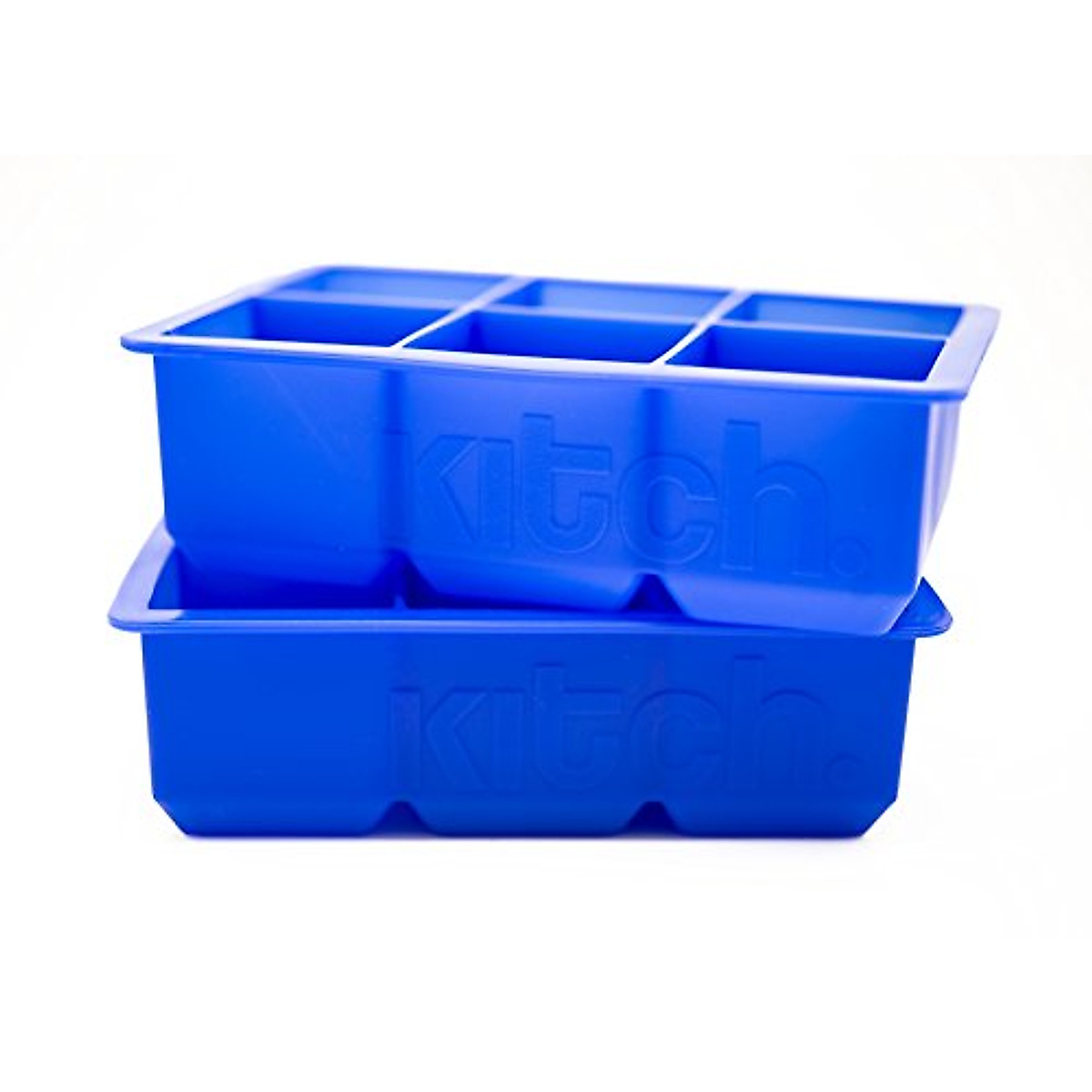 Large Cube Silicone Ice Tray, 2 Pack by Kitch, Giant 2 Inch Ice Cubes Keep Your Drink Cooled for Hours - Cobalt Blue