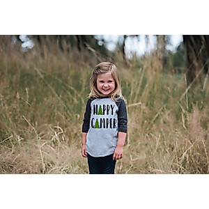 7 ate 9 Apparel Unisex Happy Camper Outdoors Raglan Tee 12 Months Grey